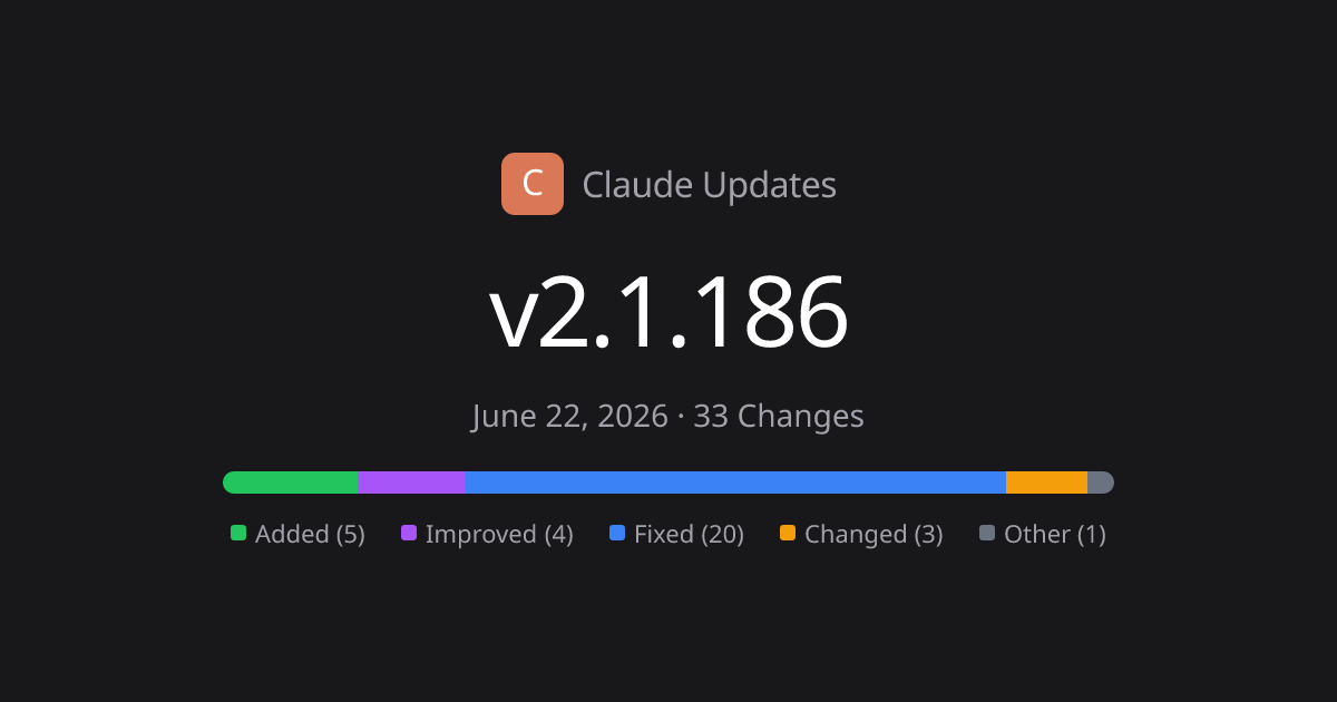 Claude Code v2.1.186 Release Notes - 33 Changes | Claude Updates