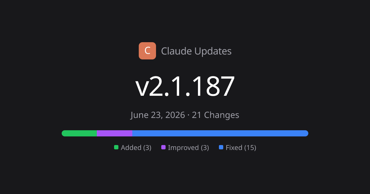 Claude Code v2.1.187 Release Notes - 21 Changes | Claude Updates